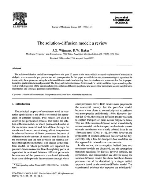 Review Of The Solution Diffusion Model Pdf Scientific Phenomena