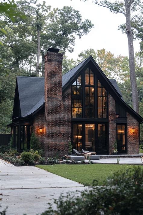 Dark Green House With Black Windows