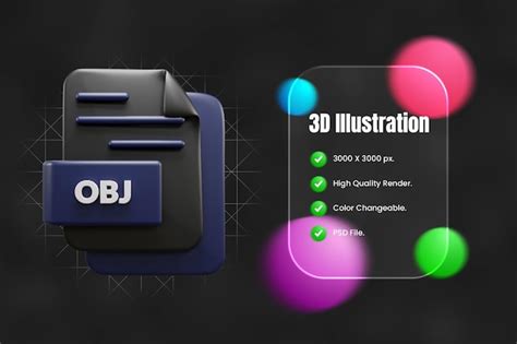 Premium Psd Obj File 3d Icon Or Obj File 3d Icon Illustration