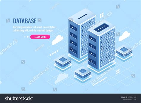 Server Room Web Site Hosting Cloud Storage Database And Data Center Isometric Icon