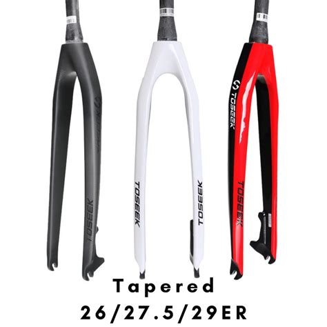 Toseek Carbon Fiber Bike Non Tapered Tapered Rigid Fork Fit 26 27 5