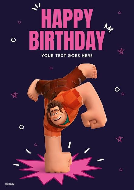 Wreckit Ralph Birthday Card Premium Disney Template