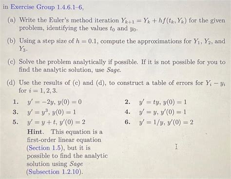 Solved A Write The Eulers Method Iteration