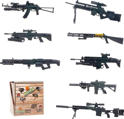 Ingwetech 8 Pcs Assembly Rifle Toy Model Action Figure Set Incl Remington Msr Ak74