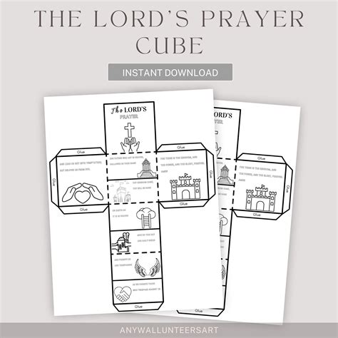 Printable The Lords Prayer Cube Bible Coloring Page Learning Sheet Bible Verse Sunday School