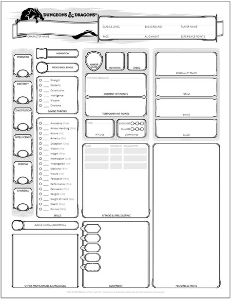 Character Sheets For 5e Dandd 5e Character Sheets