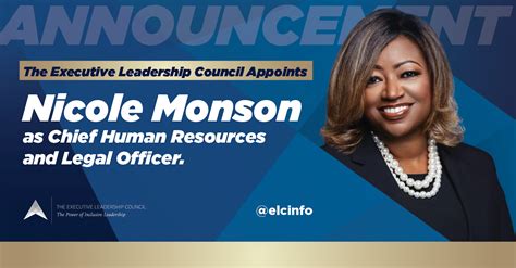 The Executive Leadership Council Appoints Nicole S Monson As Chief