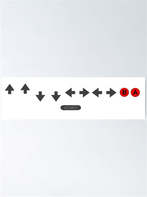 Up Up Down Down Left Right Left Right B A Start Poster For Sale By Wackyhijinx Redbubble
