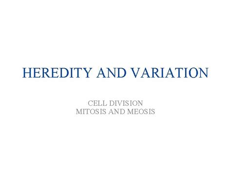 Heredity And Variation Cell Division Mitosis And Meosis