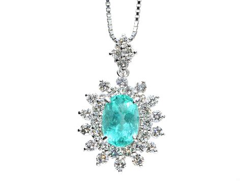 プラチナ パライバトルマリン ダイヤモンド ネックレス（pa129ct D076ct） 真珠卸 ダイヤモンド直輸入 光栄トレーディング