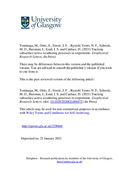 Pdf Tracking Subsurface Active Weathering Processes In Serpentinite