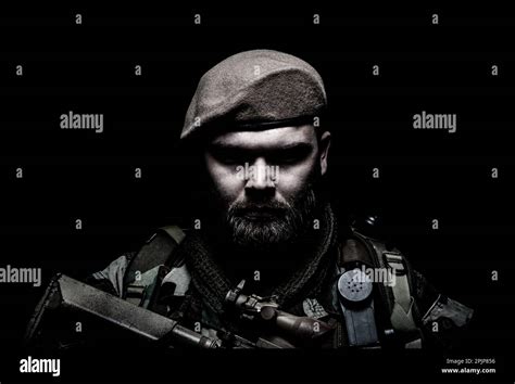 Army Special Forces Beard Portrait Of A Bearded Modern Army Soldier