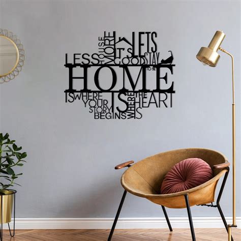 Inspirational Home Quote Metal Wall Art Modern Typography Decor Etsy
