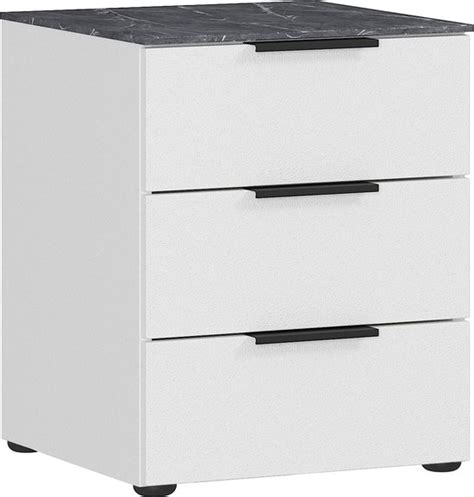 Nachtkastje Amalfi Grijs Wit Breedte 41 Cm Hoogte 60 Cm Diepte 40