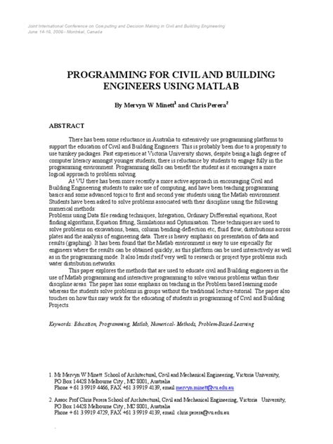 Programming For Civil And Building Engineers Using Matlab Pdf Equations Numerical Analysis