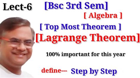 Lagrange Theorem Group Theory Algebra Lagranges Theorem Youtube