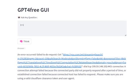 An Error Occurred Failed To Do Request · Issue 365 · Xtekkygpt4free