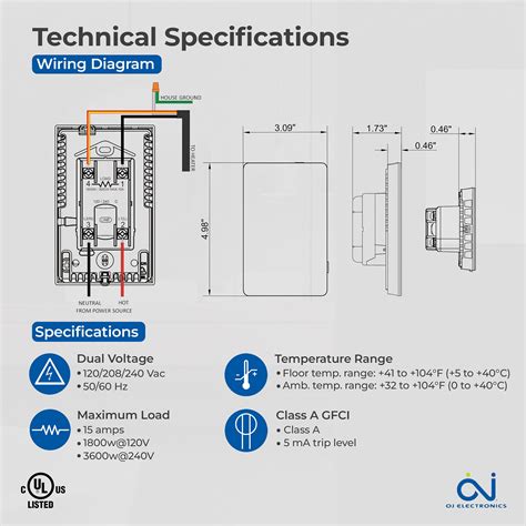Oj Microline Wifi Led Touch Thermostat Uwg5 4999 For Sale