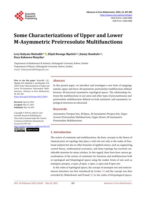 Pdf Some Characterizations Of Upper And Lower M Asymmetric