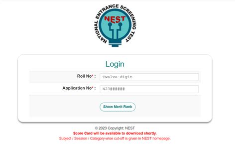 Nest Result 2023 Out Nest Score Card Link