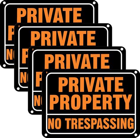 Yaocom 4 Pcs No Trespassing Signs Private Property Metal