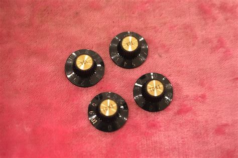 Vintage 1968 Gibson Witchhat Knobs Witch Hat Black Gold Reverb