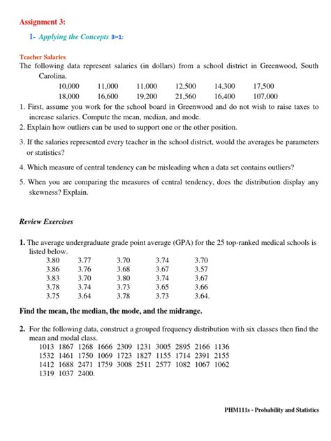 assignment 3 pdf mean median