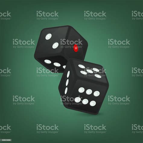 녹색 배경에 비행 근접 촬영에서 검은 현실적인 게임 주사위 아이콘의 벡터 그림 등을 응용 프로그램 웹 인포 그래픽 광고 디자인 서식 파일을 모의 도박 카지노 3차원 형태에