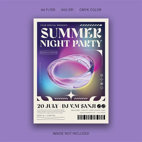 여름 밤 파티 플라이어 프리미엄 벡터