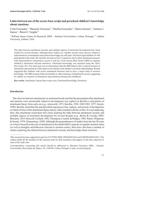 Pdf Links Between Use Of The Secure Base Script And Preschool