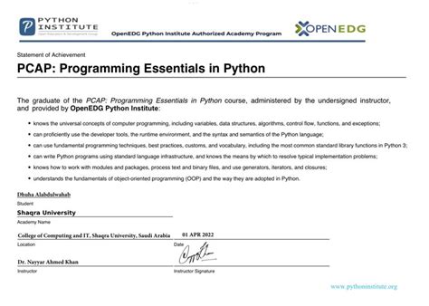 Python Pythonprogramming Programming Course Openedg Pythoninstitute University Dhuha
