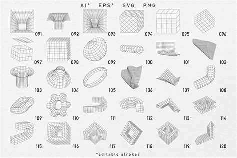 136 Wireframe Vector Shapes On Behance