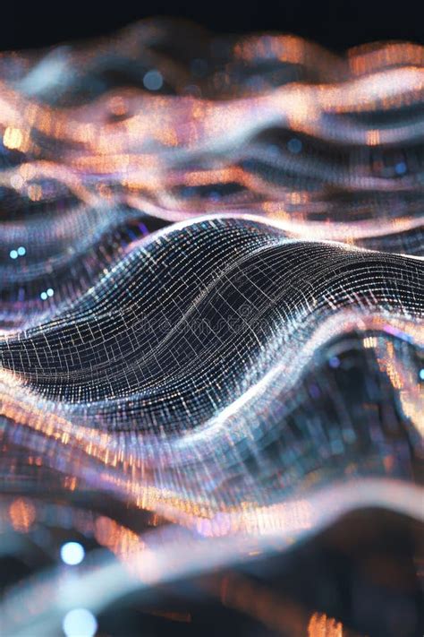 Abstract Digital Wave Form With Blue And Orange Lights In Background Stock Illustration