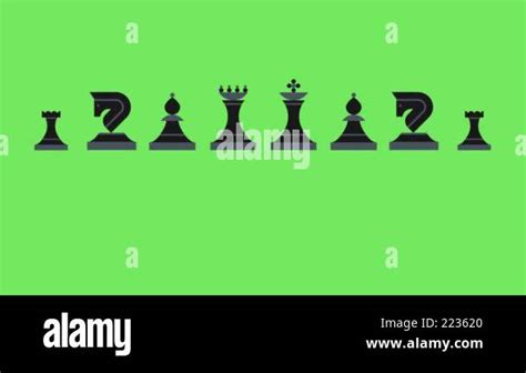 Set Of Black Chess Pieces Chess Legion Animation On Green Background 2d Animation The Concept