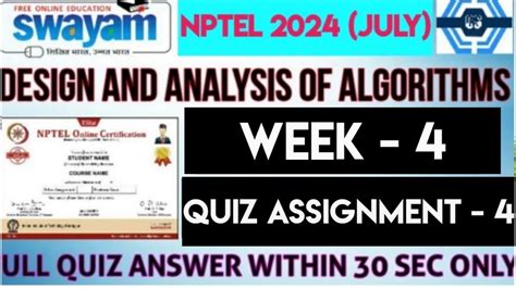 Design And Analysis Of Algorithms Nptel 2024 July Week 4 Quiz Assignment Solution