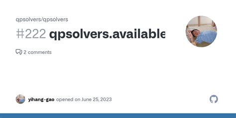 Qpsolversavailablesolvers · Issue 222 · Qpsolversqpsolvers · Github
