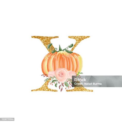 꽃과 호박의 꽃다발의 구성 황금 문자 X 웨딩 초대장 및 기타 많은 디자인 아이디어의 디자인을위한 컬렉션 알파벳 0명에 대한 스톡 벡터 아트 및 기타 이미지 Istock