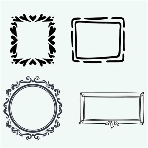 premium vector hand drawn line border frame vector design element set