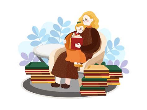 Mother Story Telling To Her Son Illustration Free Download People Illustrations Iconscout