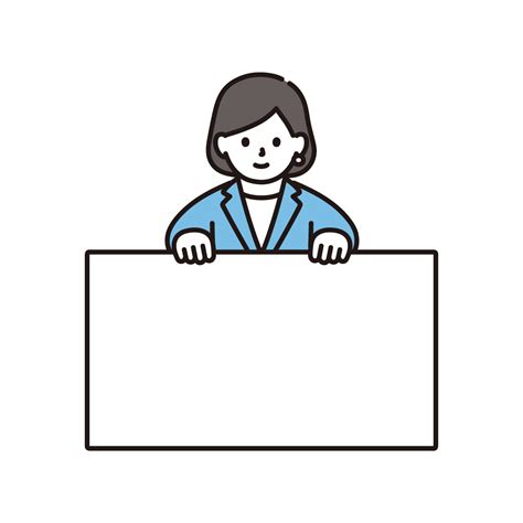ボードで説明するビジネスパーソン（女性）のイラスト｜商用可・フリーイラスト素材｜ソコスト