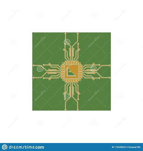 Flat Microelectronics Circuits Circuit Board Vector Green Background
