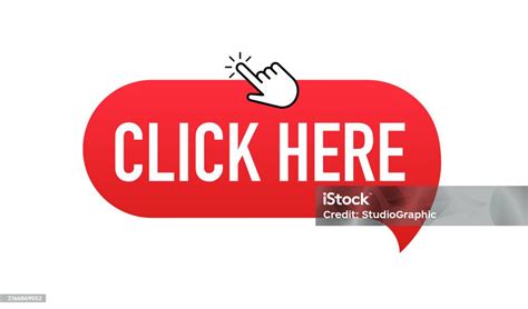 Click Here Button With Arrow Pointer Computer Mouse Cursor Icon Cursor Click Pointing Hand
