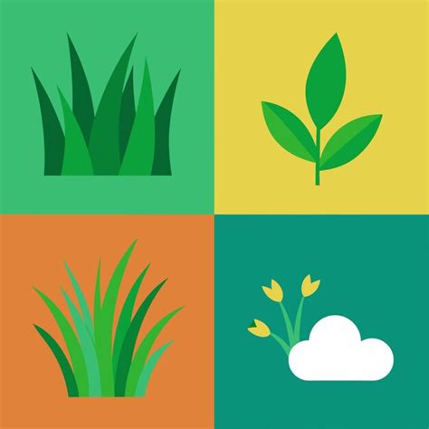 Premium Vector Green Grass Set In Flat Design