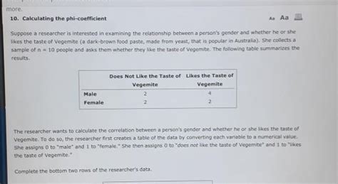 Solved More Calculating The Phi Coefficient A Aa Suppose Chegg Com