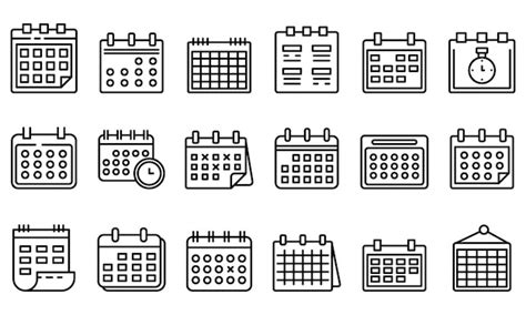 Kalender Pictogrammen Instellen Kaderstijl Premium Vector