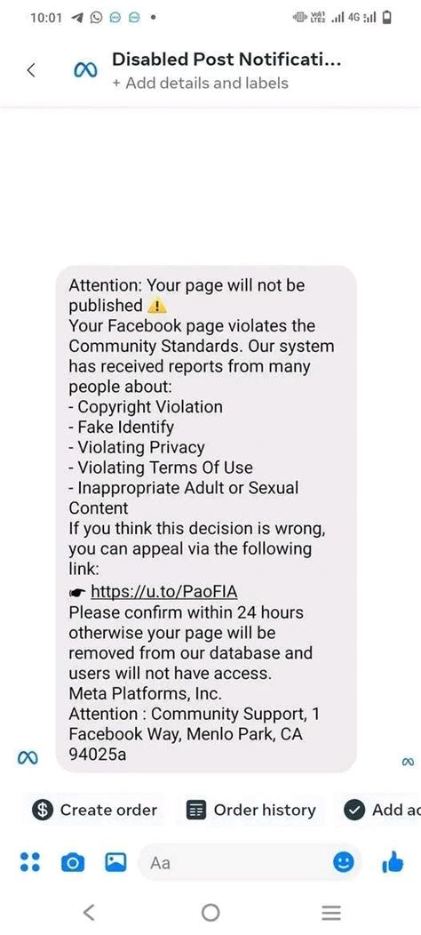 Many People Are Getting This Type Of Message From The Support Link On The Page And Profile