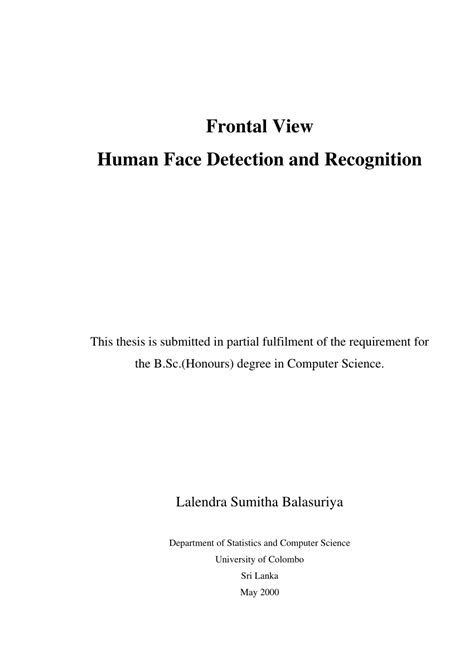 Pdf Frontal View Human Face Detection And Recognition
