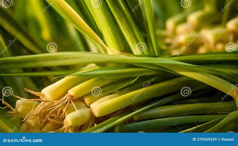 Close Up Of Lemongrass Vegetable Plant In Plantation Stock Illustration Illustration Of Cochin