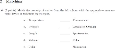LaTeX Using The Matching Environment In The Exam Documentclass TeX LaTeX Stack Exchange
