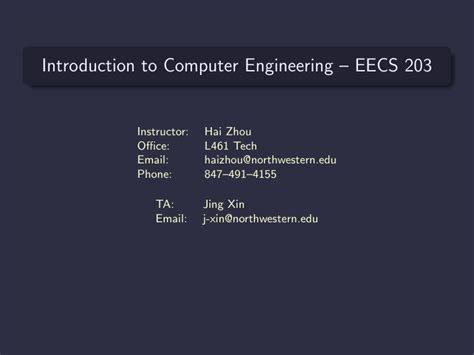 Introduction To Computer Engineering Eecs 203